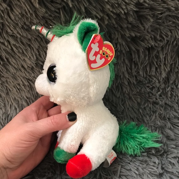 Ty | Toys | Beanie Boos Candy Cane Unicorn Rainbow Colour Eyes | Poshmark